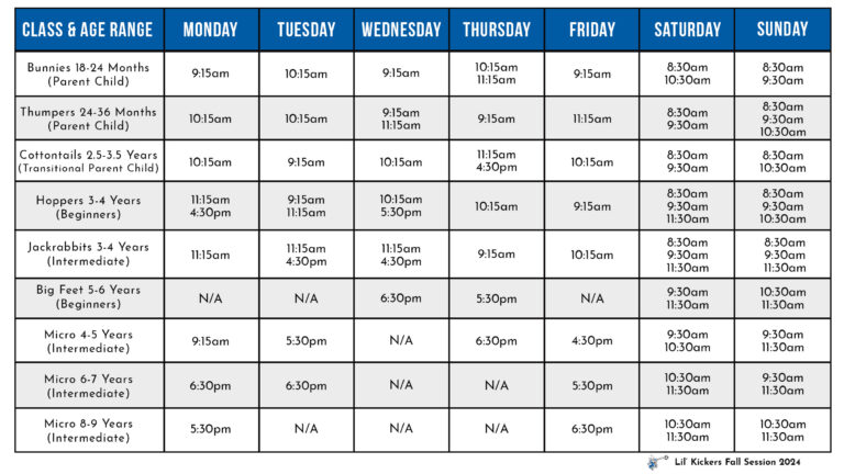 Lil' Kickers Class Schedule - Sports City