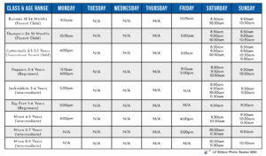 Lil' Kickers Class Schedule - Sports City